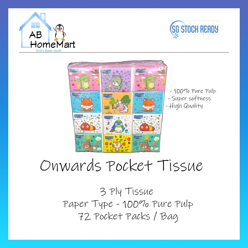 💯 [sg Stock] Onwards Pocket Tissue 100 Pure Pulp 72pkt Bag Shopee Singapore