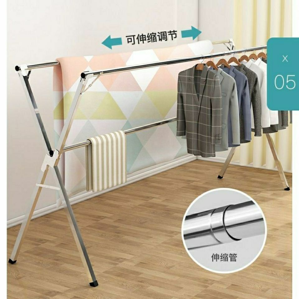 Stainless steel clothes hanger floor folding indoor and outdoor clothes ...