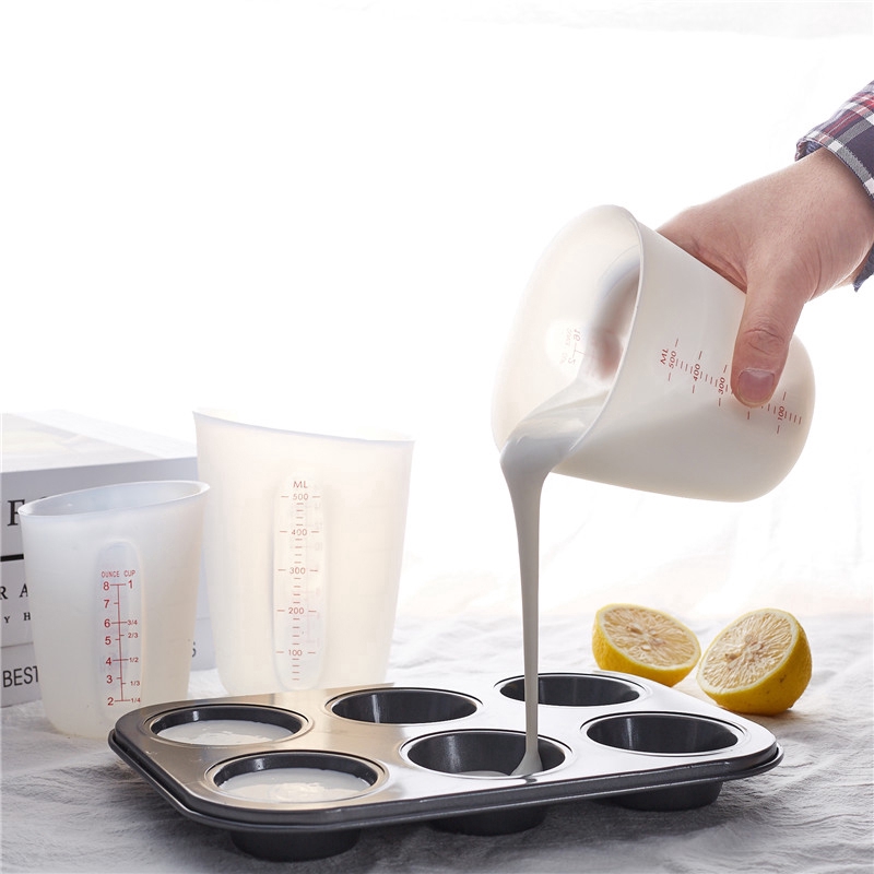 Baking Metering Cup Visual Scale Silicone Measuring Cup 500ml 250ml ...