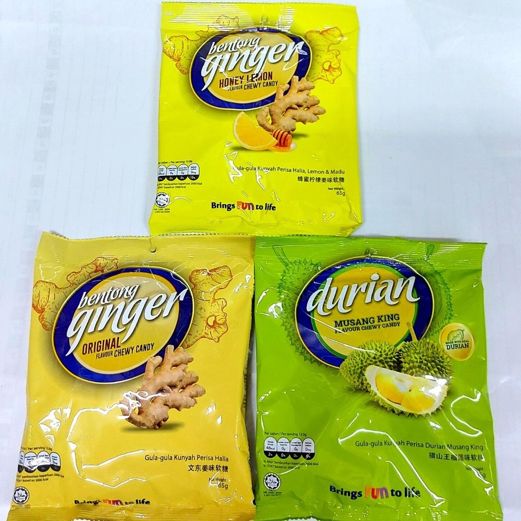 Durian Musang King & Bentong Ginger Honey Lemon & Watermelon Flavour Chewy Candy 65g | Shopee ...