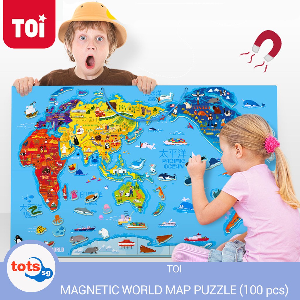TOI Magnetic World Map Puzzle (100pcs) - Great Learning Tool for Kids ...