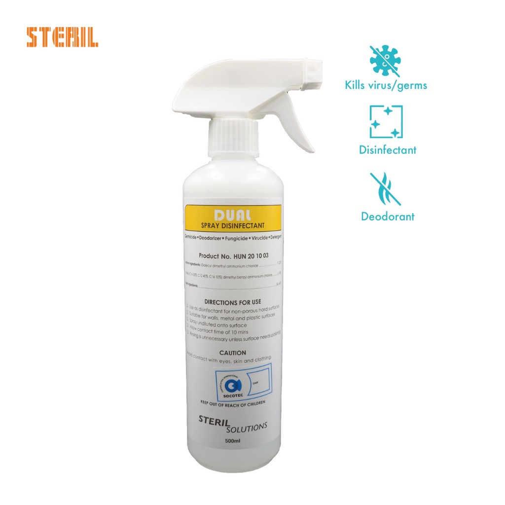 Steril Medical Dual/Dual Plus Disinfectant Spray 500ml | Shopee Singapore