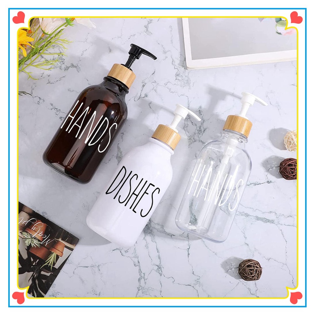 Bamboo Hand Soap Bottles Empty Refillable Pump Dispenser Bottle With ...