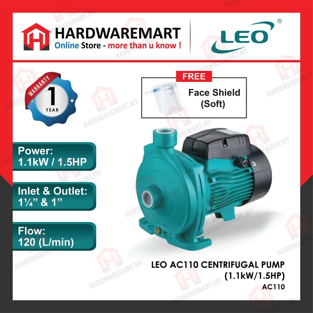 LEO AC110 CENTRIFUGAL PUMP Pam Air Rumah Kolam 水泵 [3 phase] (1.1kW/1 ...
