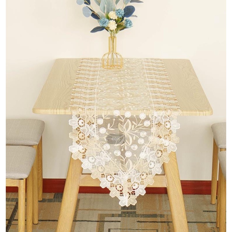 Lace Table runner tablecloth with embroidery | Shopee Singapore