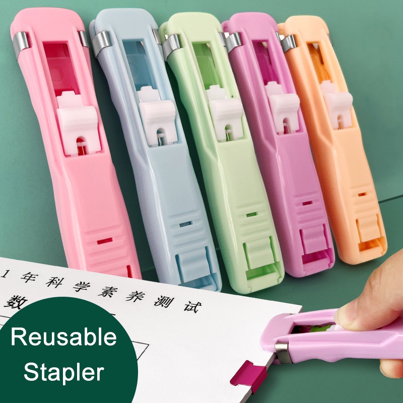 Macaron Color Stapler Reusable Seamless File Paper Organizer Binder ...