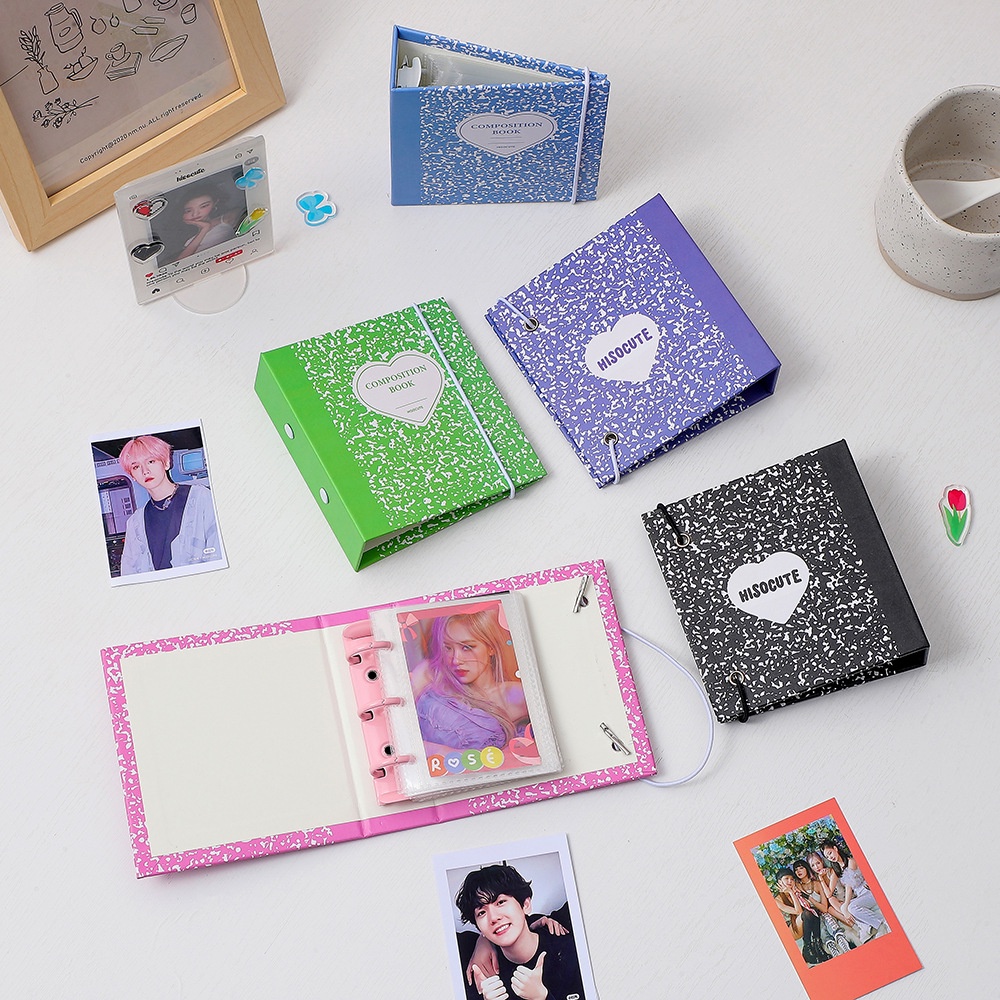 Korean Photocard Binder 3-Ring Black Composition Binder Photocard Album ...