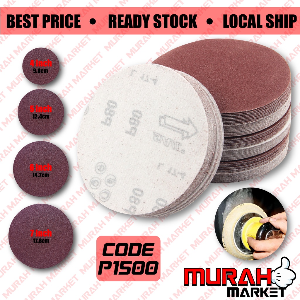 5"/6"/7" Inch Sanding Disc Abrasive Round Red Sandpaper Velcro Sand ...