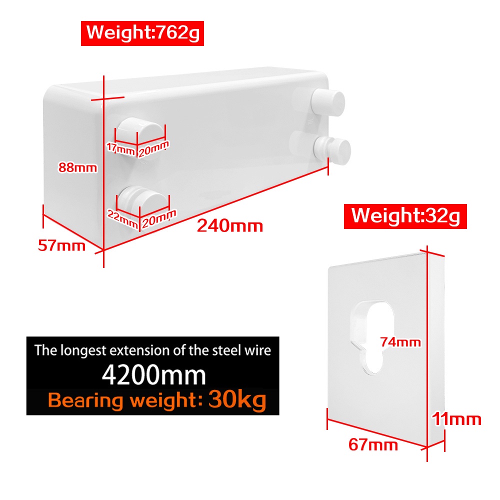 Retractable Clothesline Clothes Hanger Stainless Steel String Dryer ...