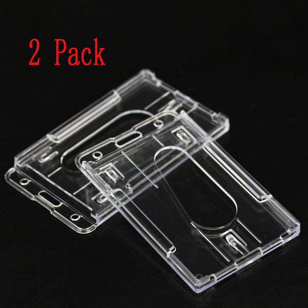 2 Pack Vertical Transparent 2-3 ID Card Holder Hard Plastic Credit Card ...