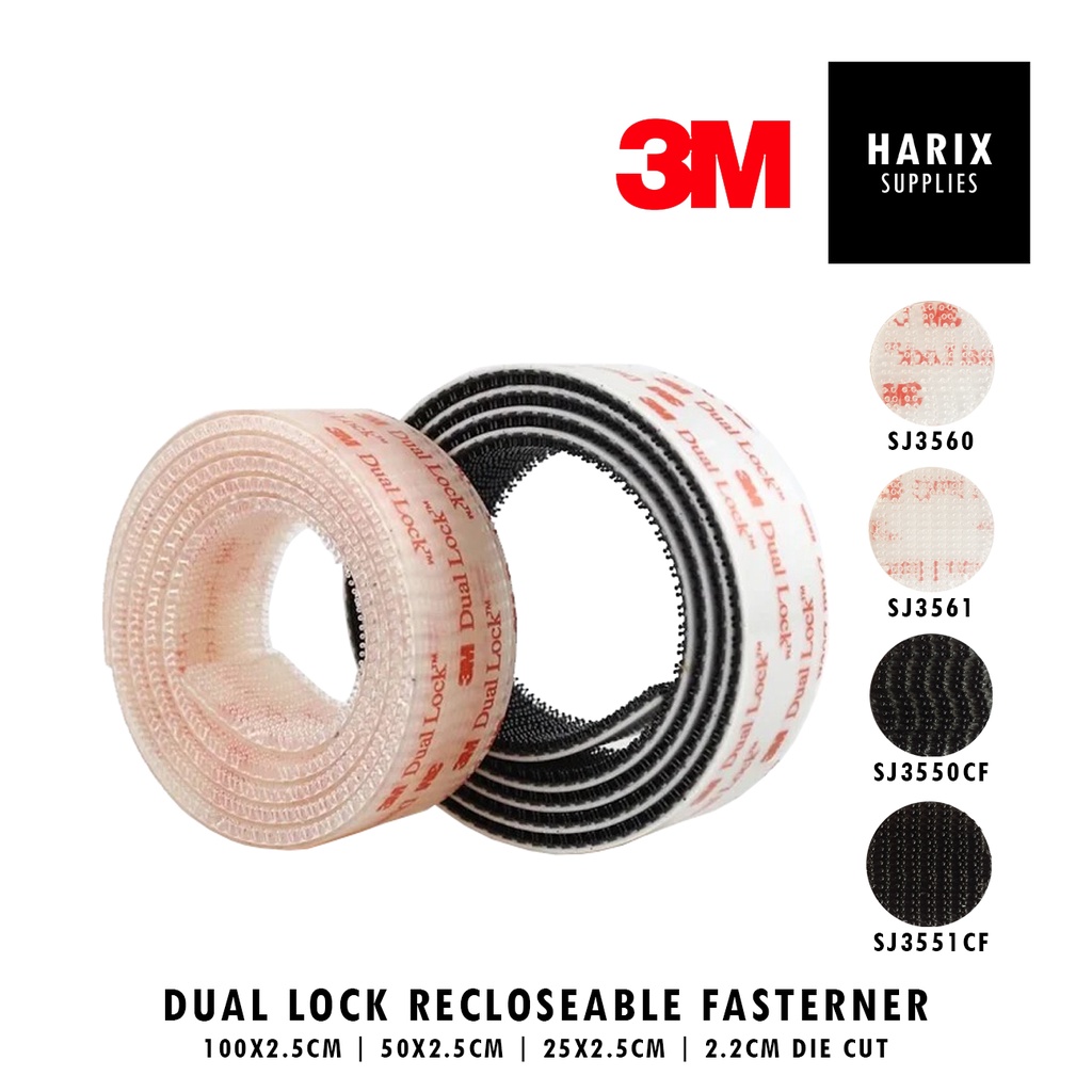 3M Dual Lock Recloseable Fastener Velcro Adhesive Tape Type 250 SJ3560 SJ3550CF Black ...