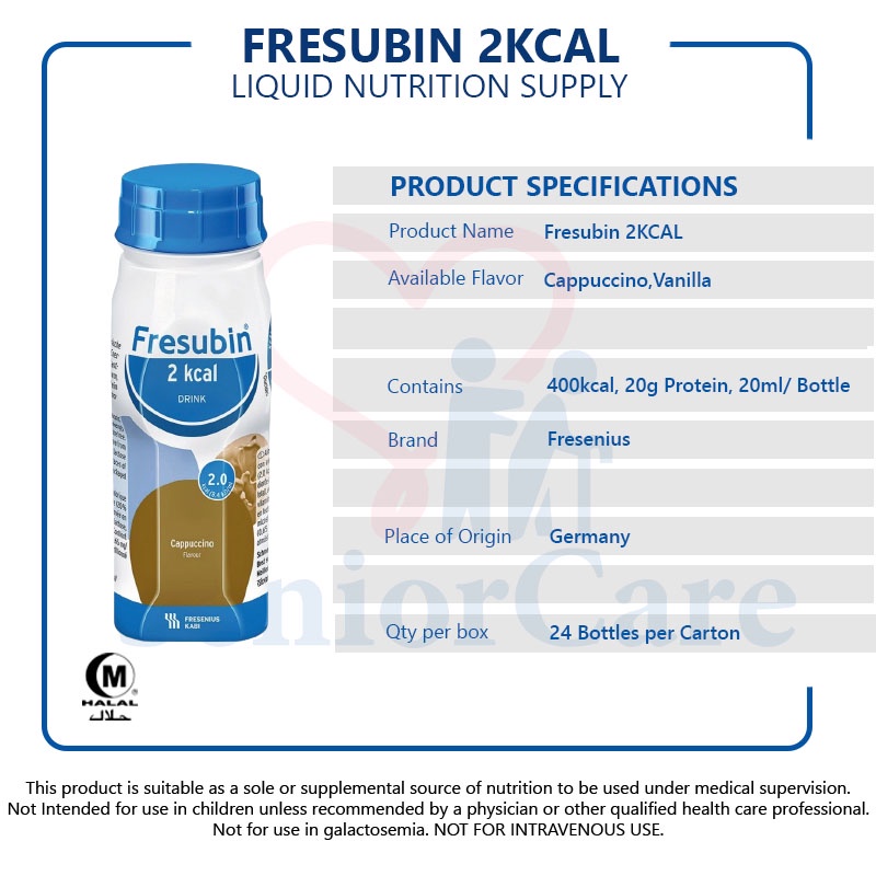 [Carton of 24] Fresubin 2Kcal 200ml - Fresenius Kabi 2k cal Milk Liquid ...