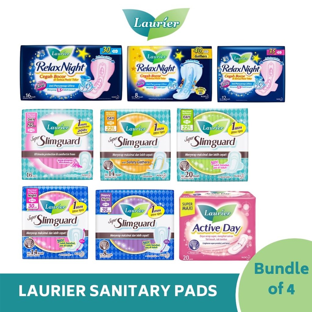 [Bundle of 4] Laurier Sanitary Pad Towels - Relax Night / Super ...