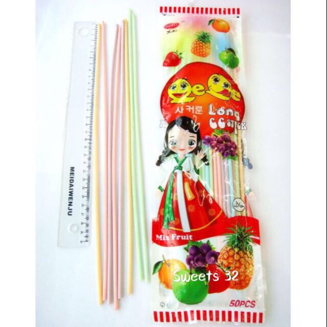 50 Pcs Qeqe Long CC Stick Mix Fruit Candy | Shopee Singapore