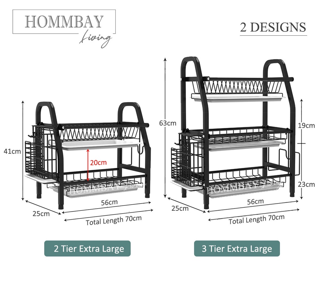 HOMMBAY Kitchen Dish Rack [ 304 Stainless Steel ] Extra Large 2 and 3 ...