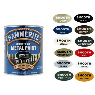Hammerite Direct To Rust Metal Paint Smooth Finish 250ml/750ml (Various ...