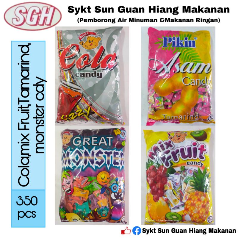 Candy 350pcs 910g (Great monster,cola candy,Adam jawa candy,Mix fruits ...
