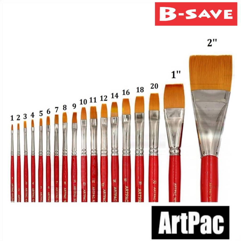 [Part 1/2] Artpac Nylon Brush Flat S448 1-10 Berus Warna Painting Brush ...