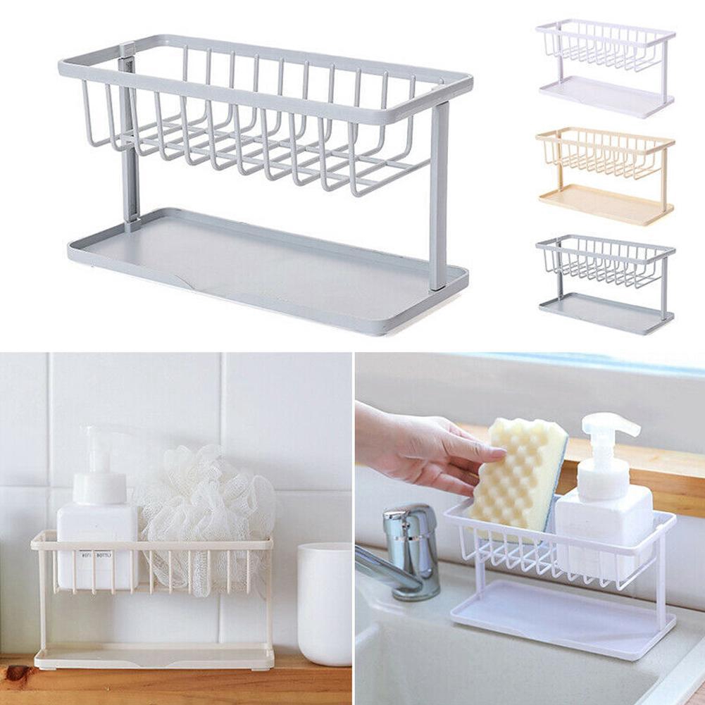 Double-layer Drain Storage Rack Sponge Holder Kitchen Sink Countertop ...