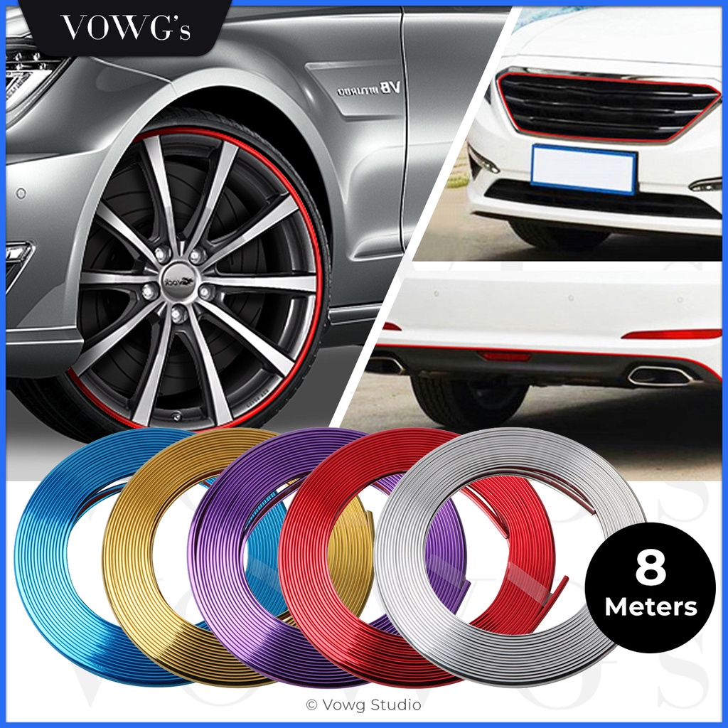 VOWG's 8M Car Exterior Wheel Rim Sticker Chrome Decoration Lining Red ...