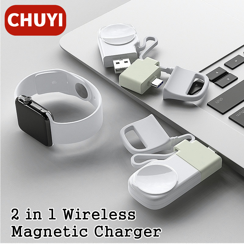 2 in 1 Wireless Smart Watch Magnetic Charger For Apple Watch Type-C USB ...