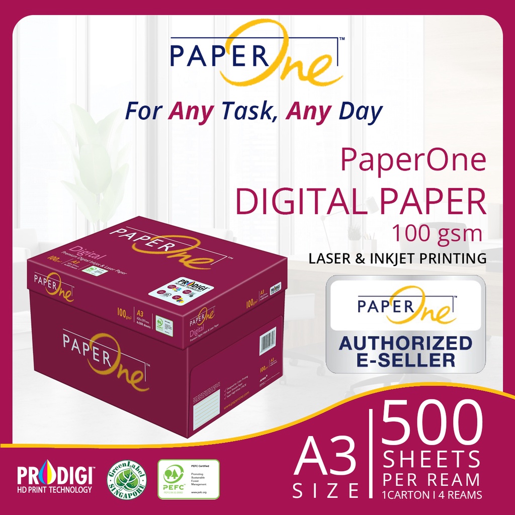 PaperOne Digital A3 100gsm (4 Reams / 1 Carton) | Shopee Singapore