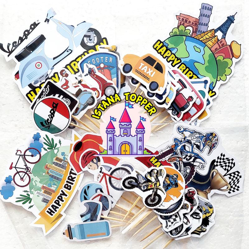 Standart Cake Topper Theme for Vespa, Transportation, Bicycles and ...