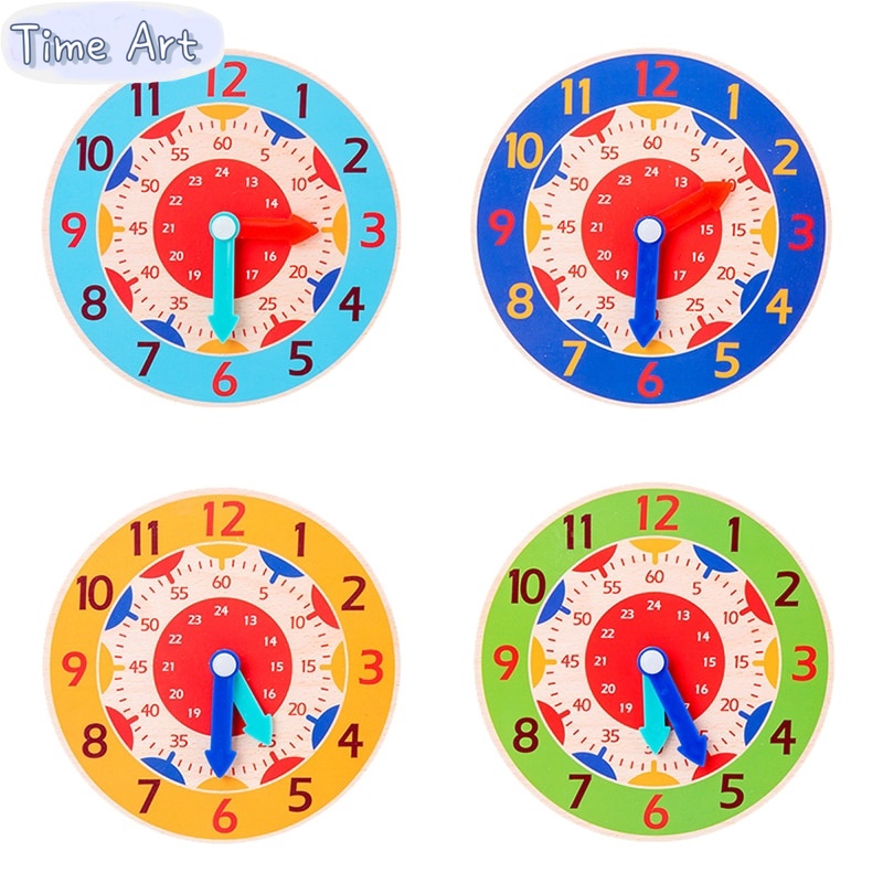 Montessori Wooden Clock Toy Hour-minute-second Cognitive Color Clock ...