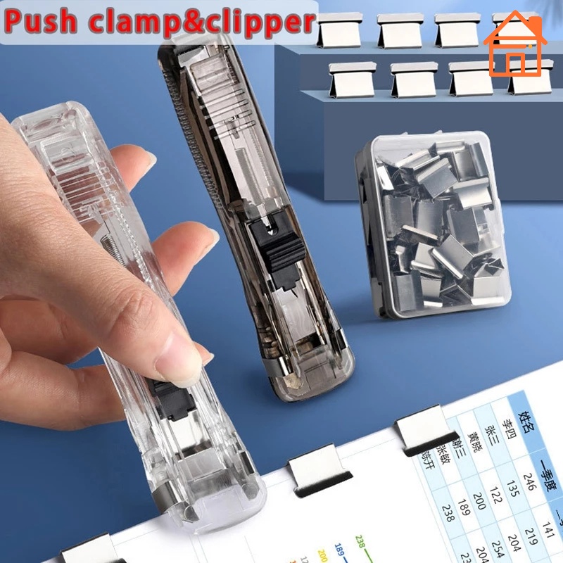 58Pcs Push Stapler Fixed Clips Stapler Binding Clip /Reusable Portable ...