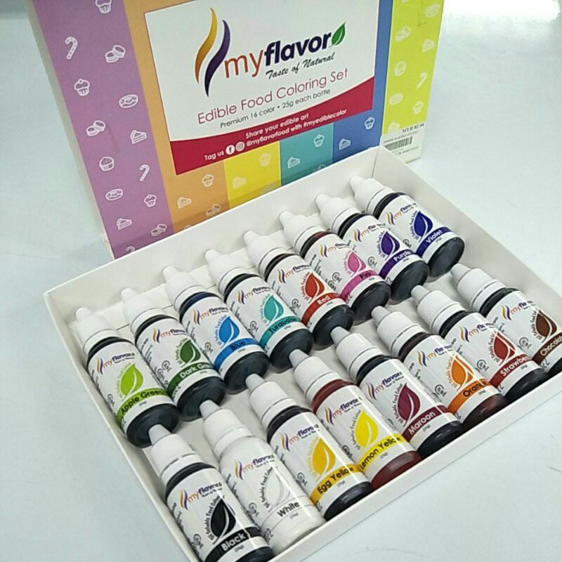 MY FLAVOUR OIL BASE FOOD COLOURING SET 16COLOURS FOOD CAKE BAKE BISCUIT ...