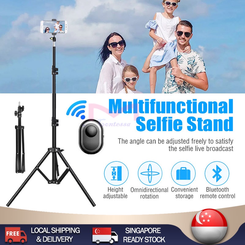 Portable 210cm Tripod Adjustable Stand Live Camera Selfie Tripod Phone Holder 2.1m K3 wth ...