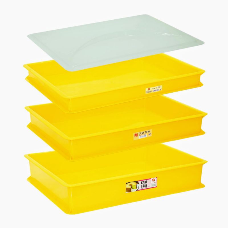 TWINS DOLPHIN Yellow Plastic Cake Tray With Cover /Bakery Tray /Bread ...