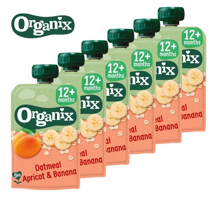 Organix Oatmeal, Apricot and Banana Fruit Puree Baby Pouch 100g ...