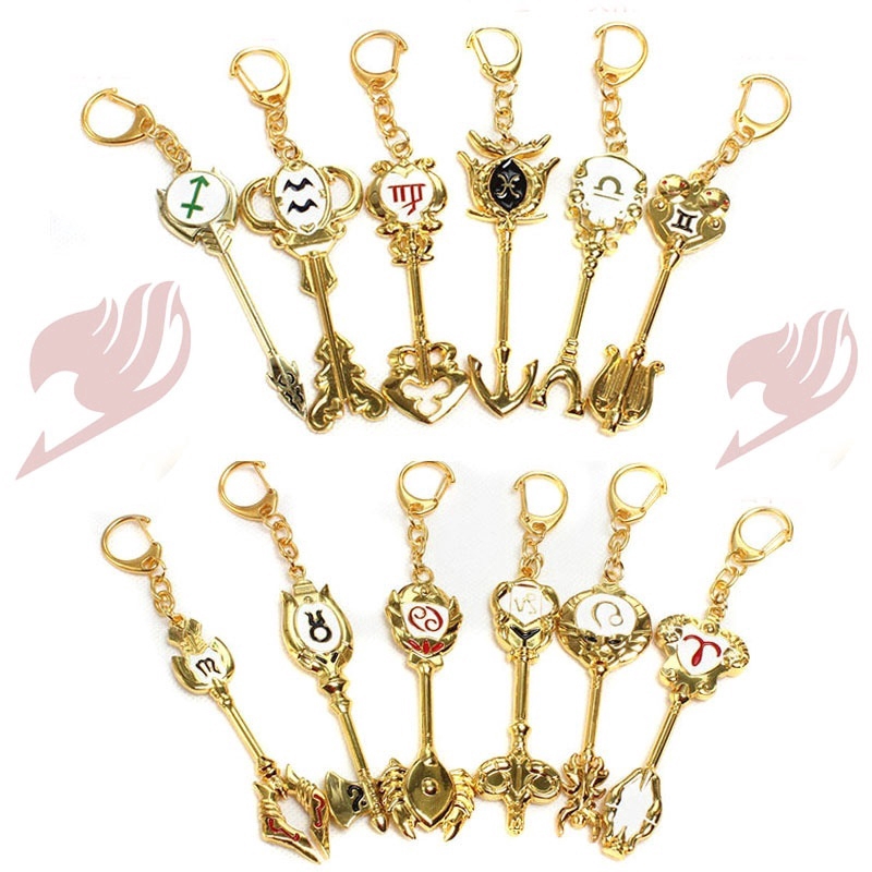 Fairy Tail Lucy 12 Constellation Star Spirit Gold Key Key Chain ...