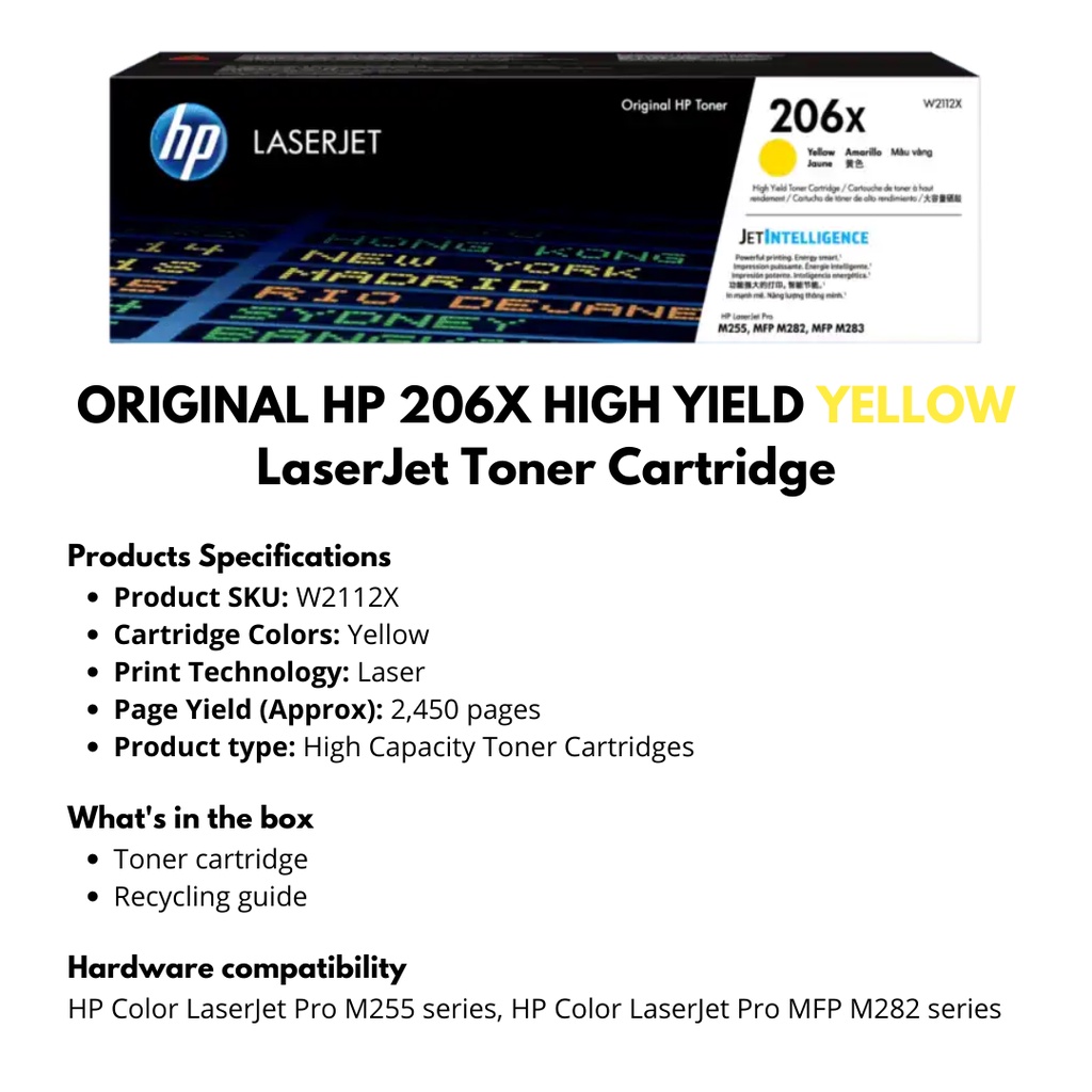ORIGINAL HP 206X Black Cyan Yellow Magenta Toner Cartridge SET (W2110X ...
