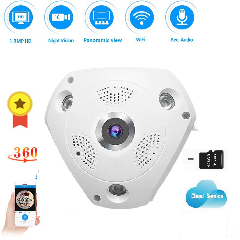 360 Degree Panoramic Wireless IP Camera Audio Video WiFi 3MP HD Fish ...