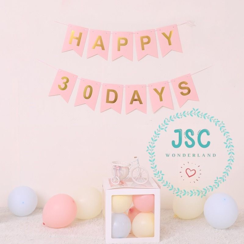 Happy 30 Days Banner Blue Color Banner Pink Color Banner For Baby Full ...