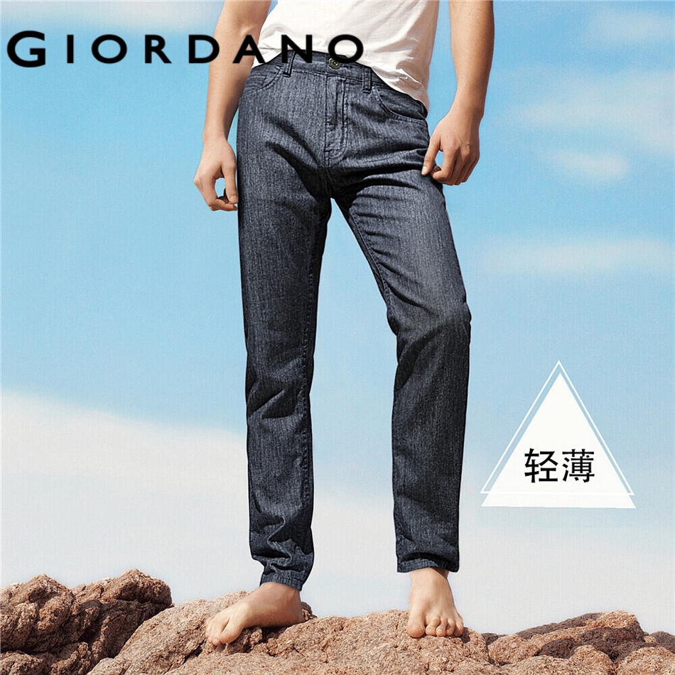 GIORDANO MEN Moustache effect lightweight jeans 13110202 | Shopee Singapore