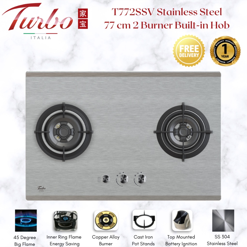 Turbo Italia - Turbo Incanto T772SSV 77cm 2 burners built-in hob | Shopee Singapore