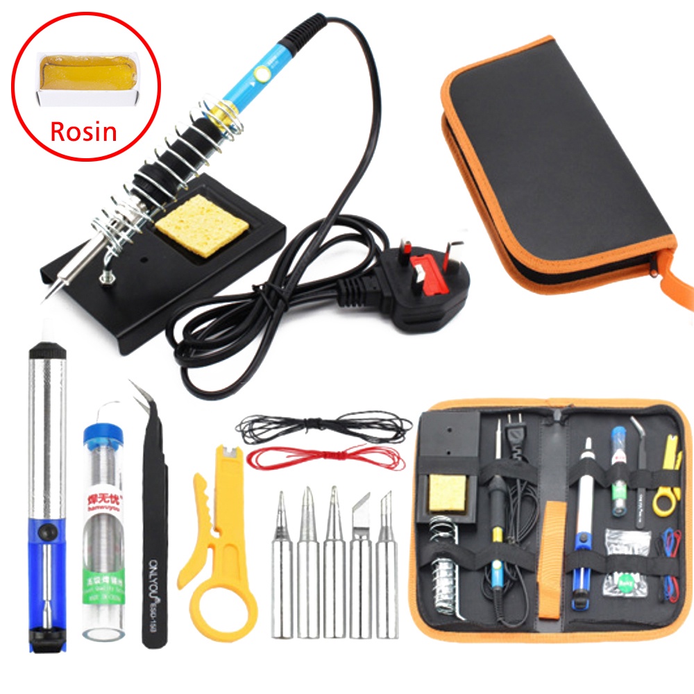 [SG Seller] Soldering Iron Kit Electronics 15 Pieces Set 60W Adjustable ...