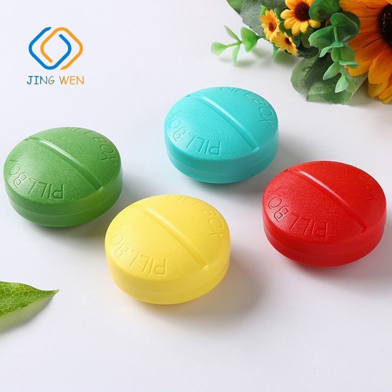 Round 4 Grids Pill Cases Candy Color Simple Pill Box Medicine Tablet ...