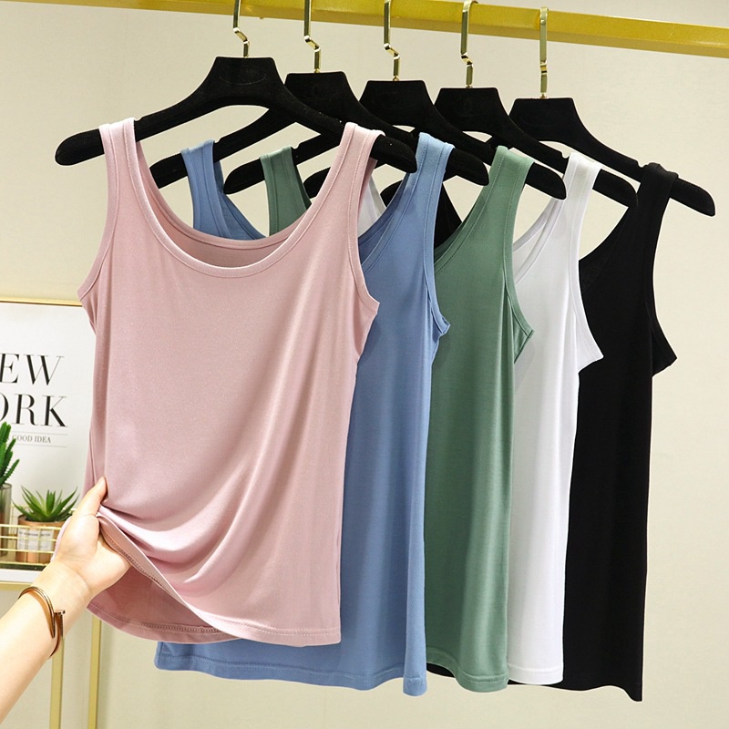 Women Modal cotton tank tops thin Casual Sleeveless t shirt Plain tanks ...