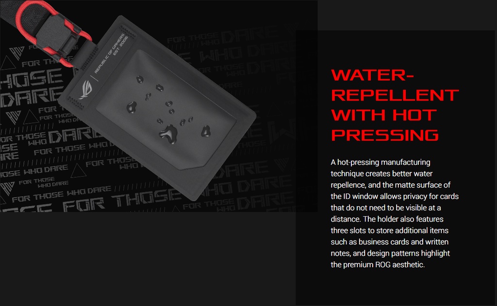 ASUS ROG Card Holder II - waterproof ID window, FIDLOCK® directional ...