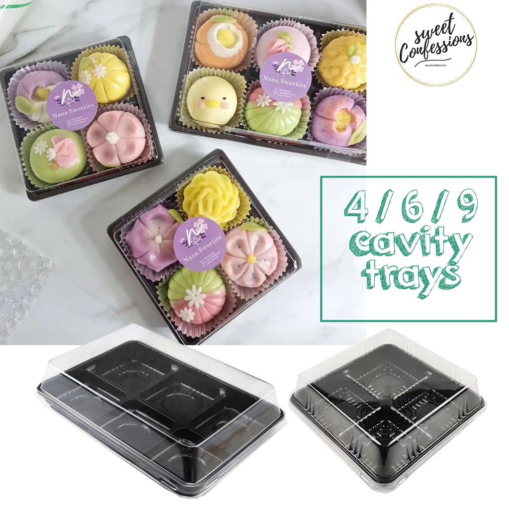 🇸🇬(10pcs) mooncake box mini tart tray cake brownie box disposable food ...