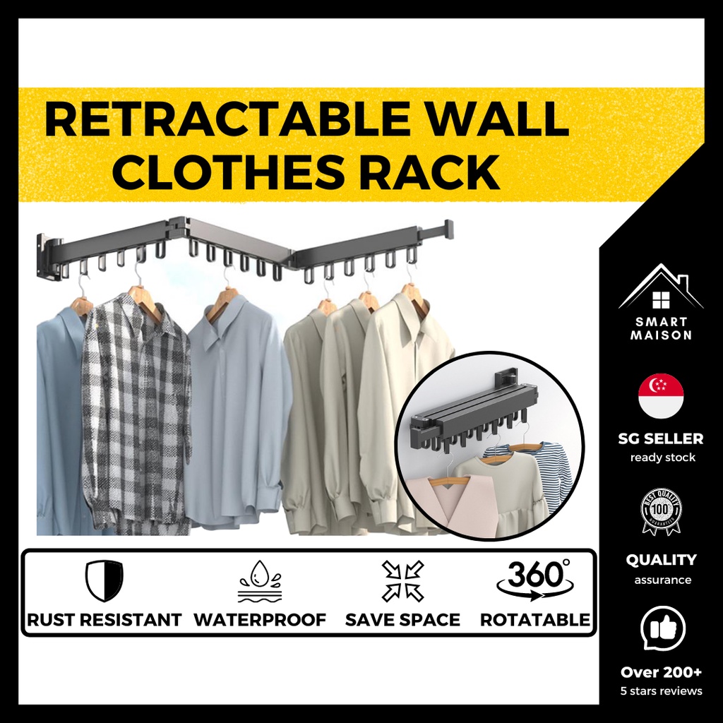 360 Extendable Wall Drying Laundry Rack (Stainless alloy) | Shopee ...