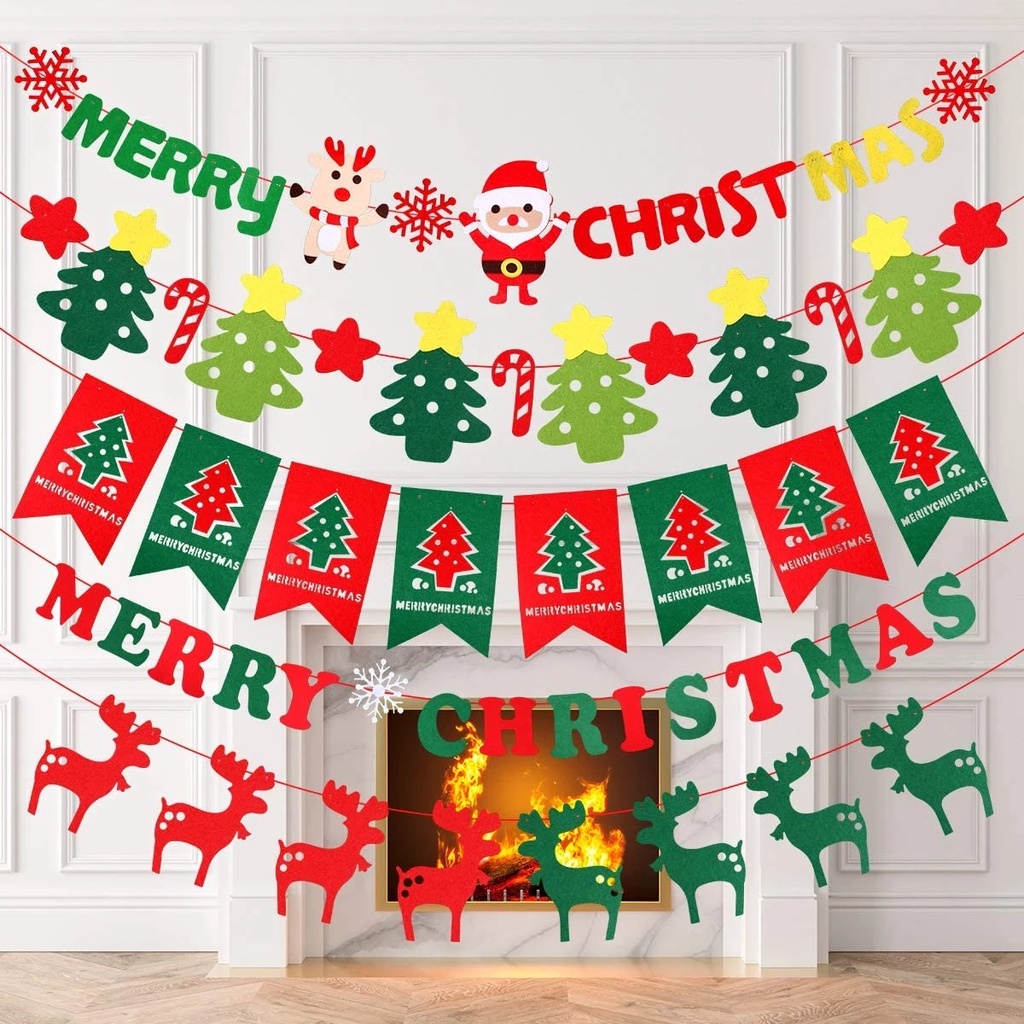 2023 New Year Christmas Bunting Hanging Banner Paper Flag/ Santa Claus ...