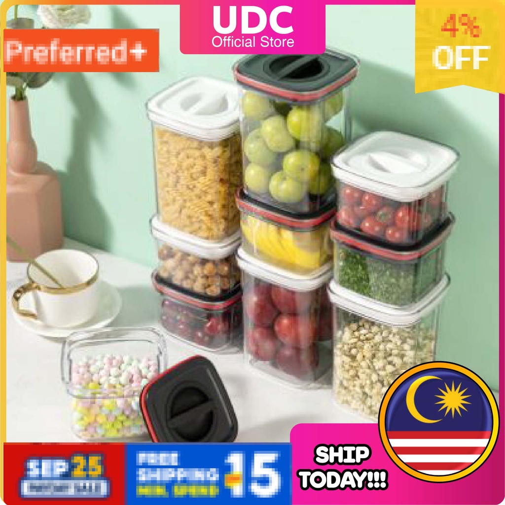 UDC Stackable Airtight Twist Lock Transparent Food Storage Container Kitchen Organiser ...