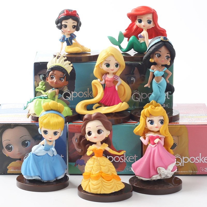 8Pcs/Set 5-8cm Anime Cartoon Princess Figure Snow White Rapunzel ...