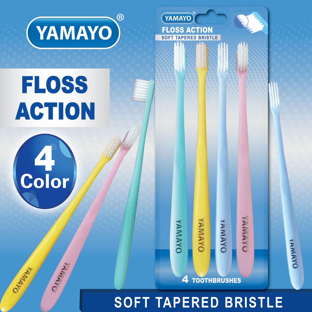 FLOSS ACTION Toothbrush || Soft Bristles Oral Care Toothbrush set（4pcs ...