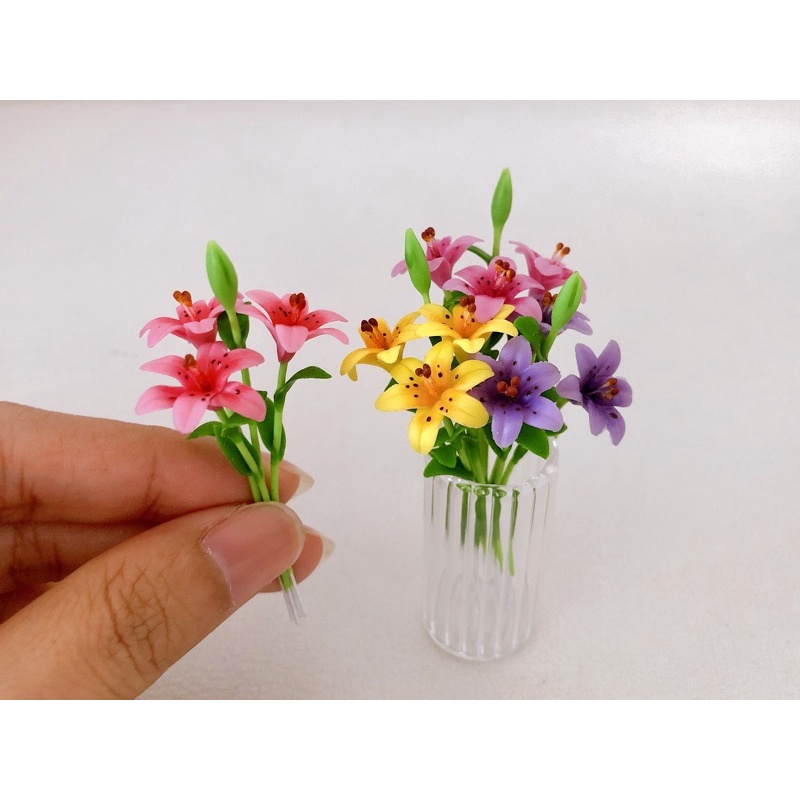 Clay lilly Mini Lily Bouquet 1 Has 4 Flowers/1 | Shopee Singapore
